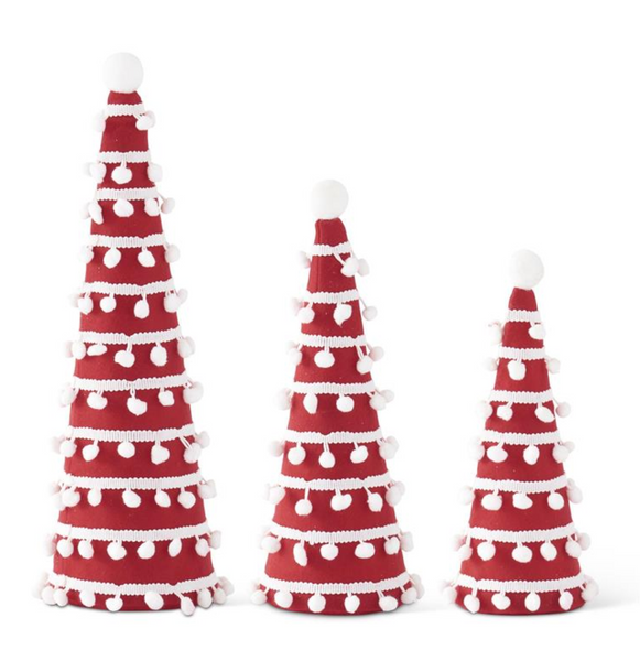 Red Felt Cone Trees w/White Pom Poms – Gourmet Works