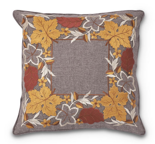 17" Embroidered Fall Leaves Pillow – Gourmet Works
